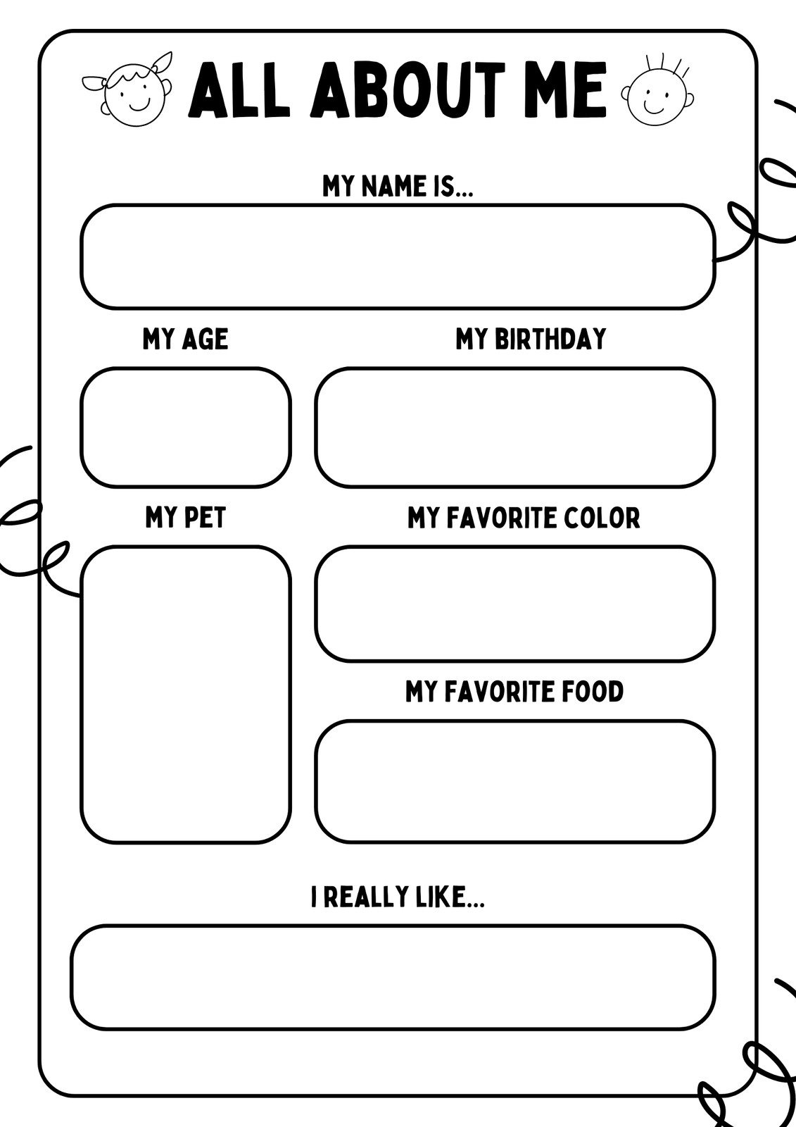 All About Me Template Free Printable - Free Printable Templates