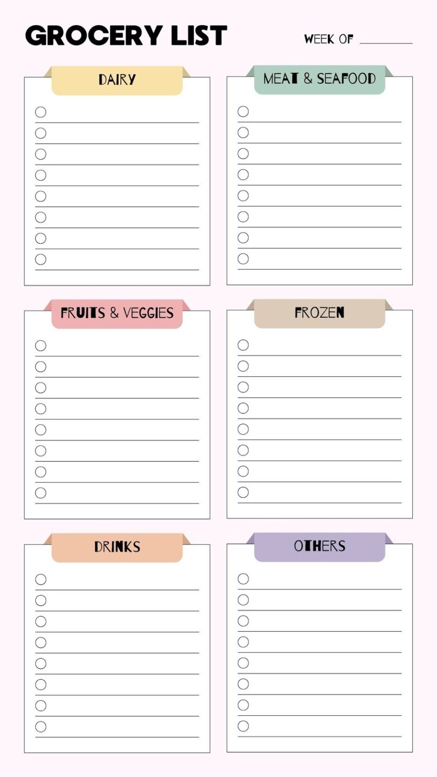 Grocery List Template Free Printable - Free Printable Templates