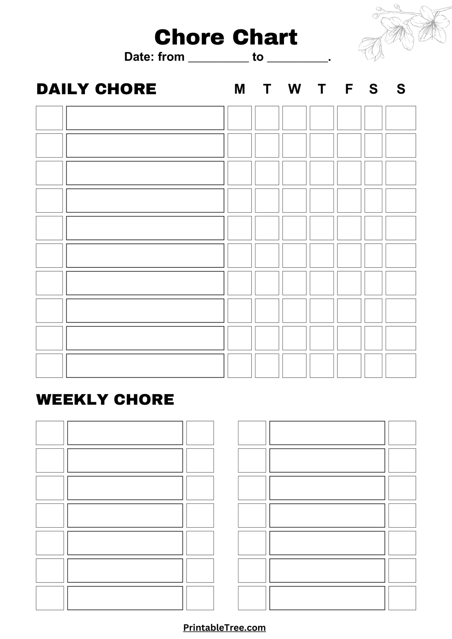 Free Printable Chore Chart Templates. - Free Printable Templates