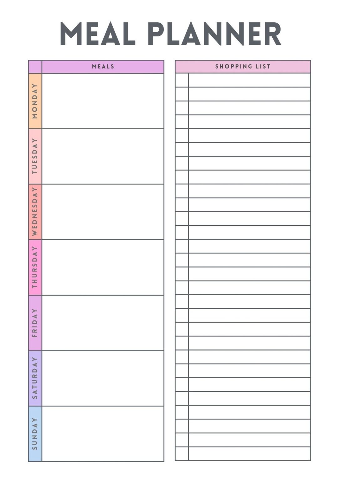 Free Printable Meal Plan Template - Free Printable Templates