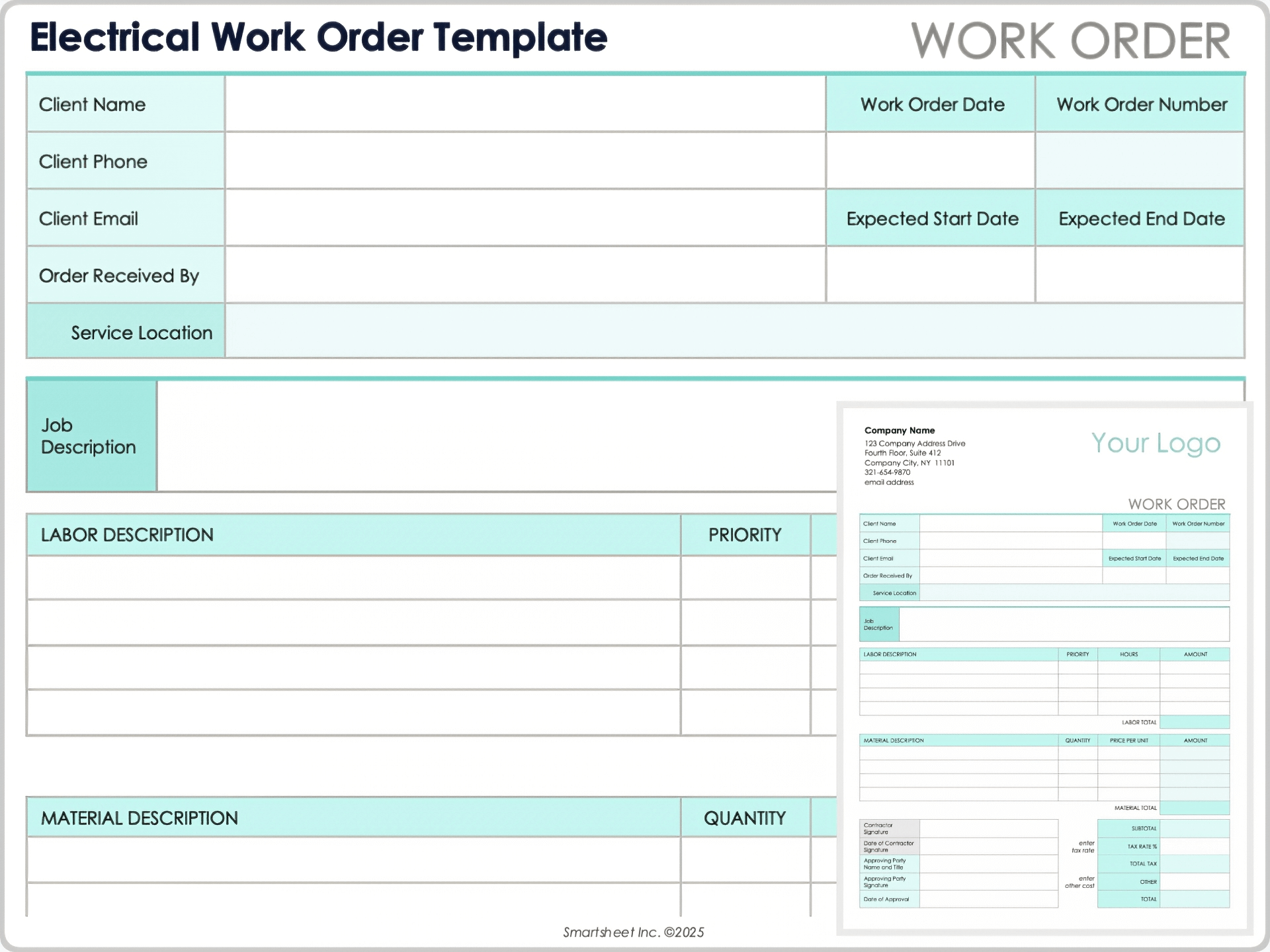 Editable Free Printable Work Order Template - Free Printable Templates