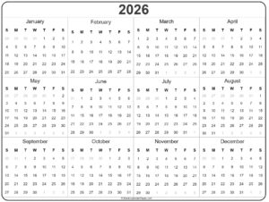 Full Year 2026 Calendar Printable - Free Printable Templates