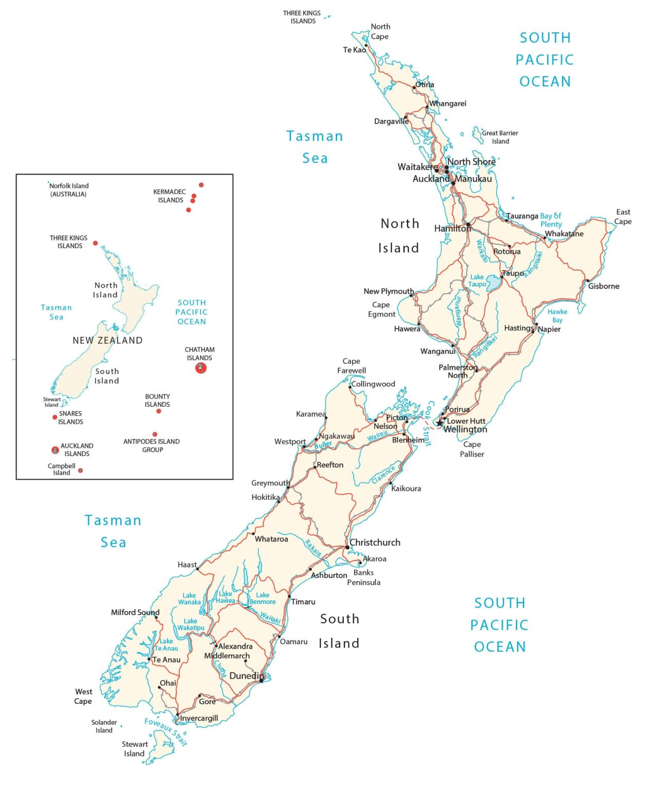 Printable New Zealand Map - Free Printable Templates