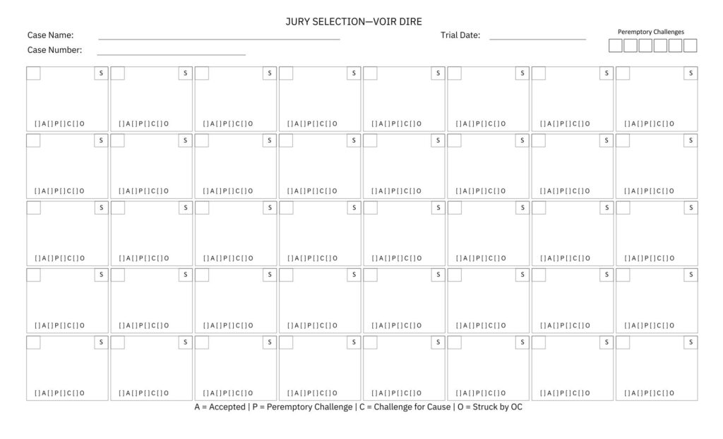 Printable Jury Selection Chart - Free Printable Templates