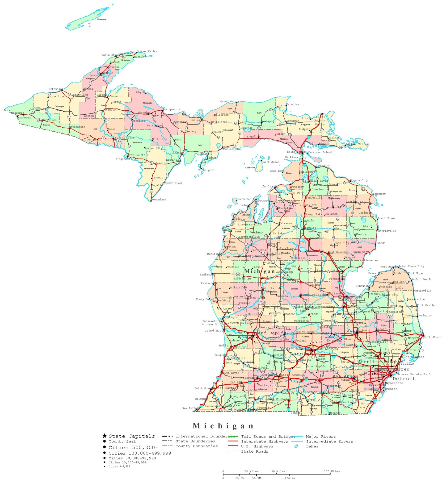 Michigan Printable Map - Free Printable Templates