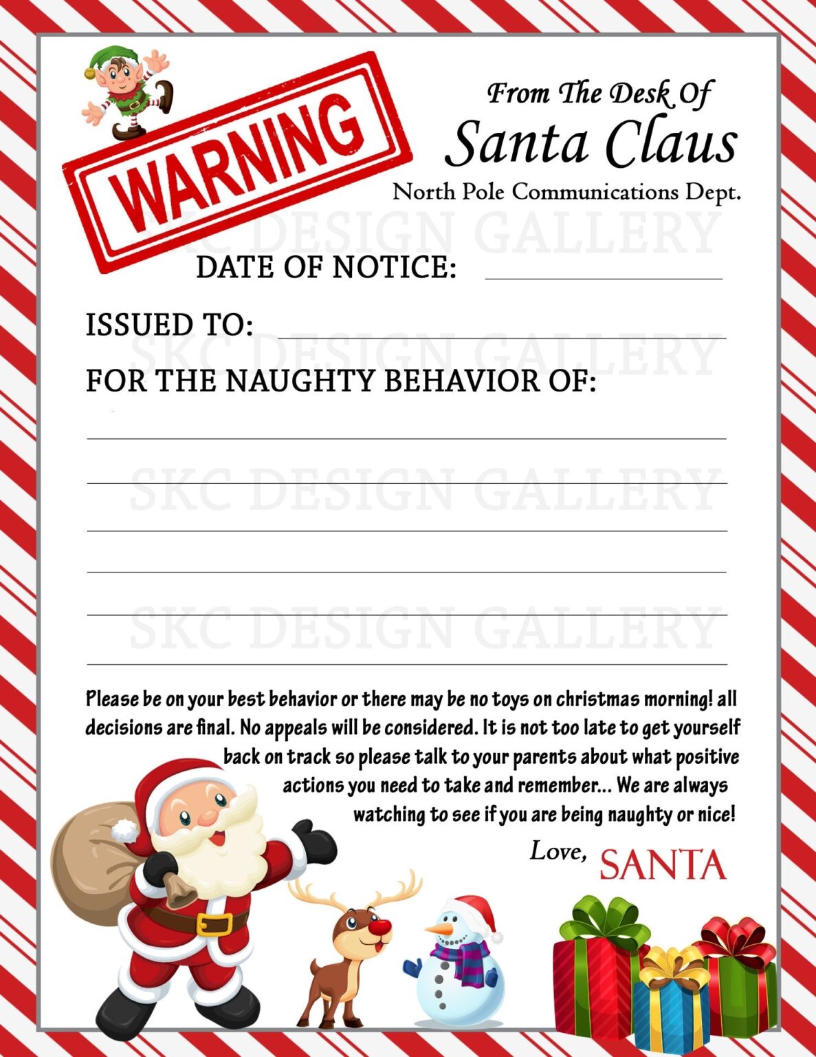Free Printable Santa Behavior Letter Template - Free Printable Templates